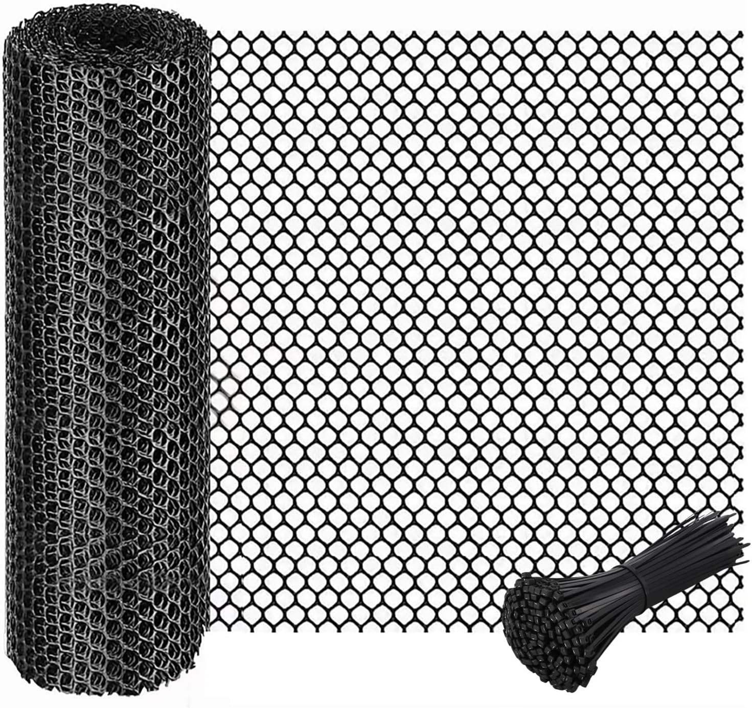 Black Plastic Wire Mesh Fence Roll, 15.7IN x 16.4FT Plastic Chicken ...