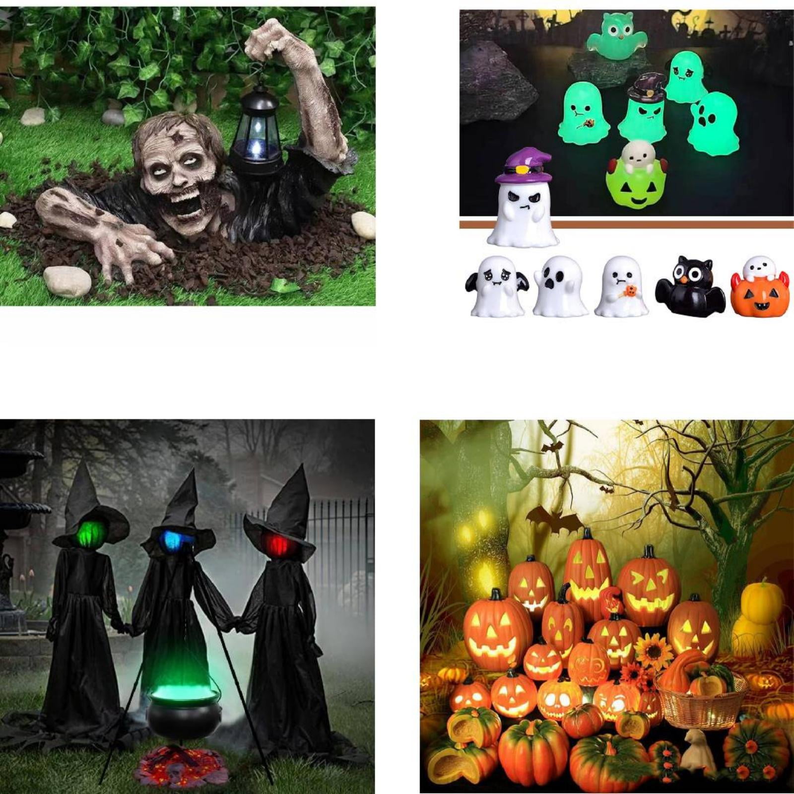 Black Plastic Witches Cauldron with String Lights - Large Halloween ...