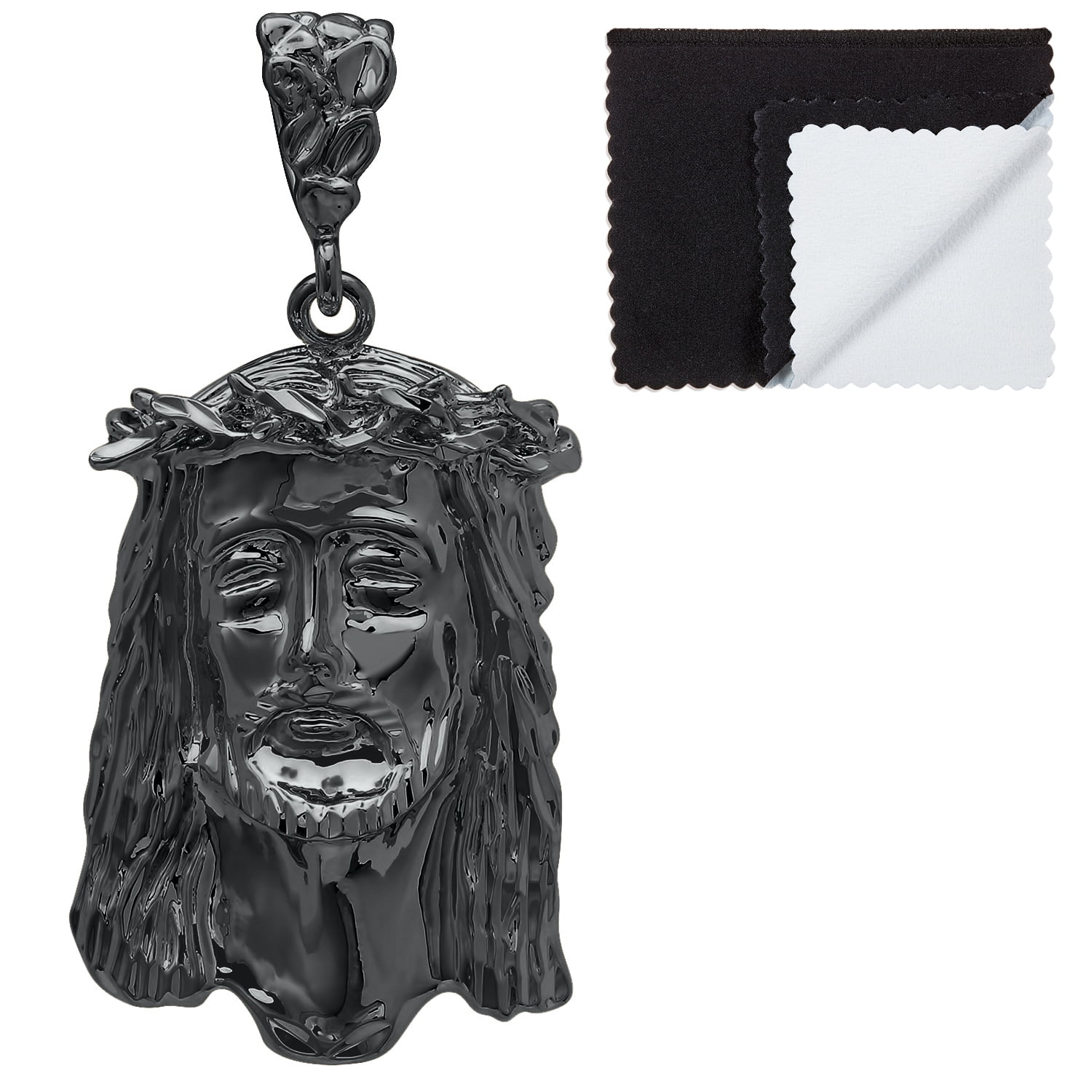 Black Plated Jesus Piece Pendant, 49mm x 27mm (⅞ inches' x ') - Walmart.com