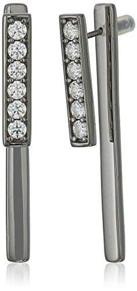Black-Plated Zirconia 6-Stone Double Linear Earring Jacket - Walmart.com