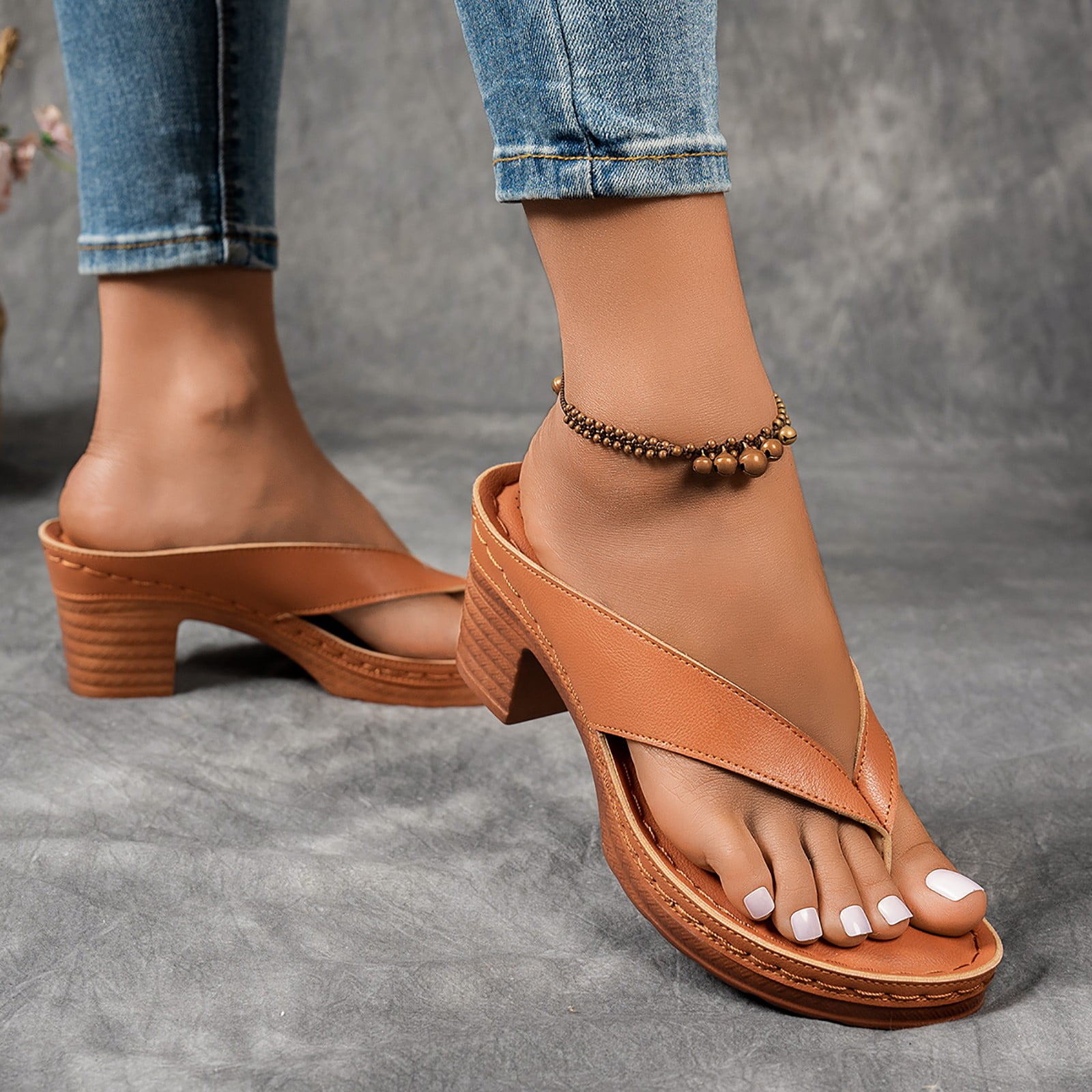 Black Platform Heels Heels Flip Flops Heeled Thong Sandals for Women ...
