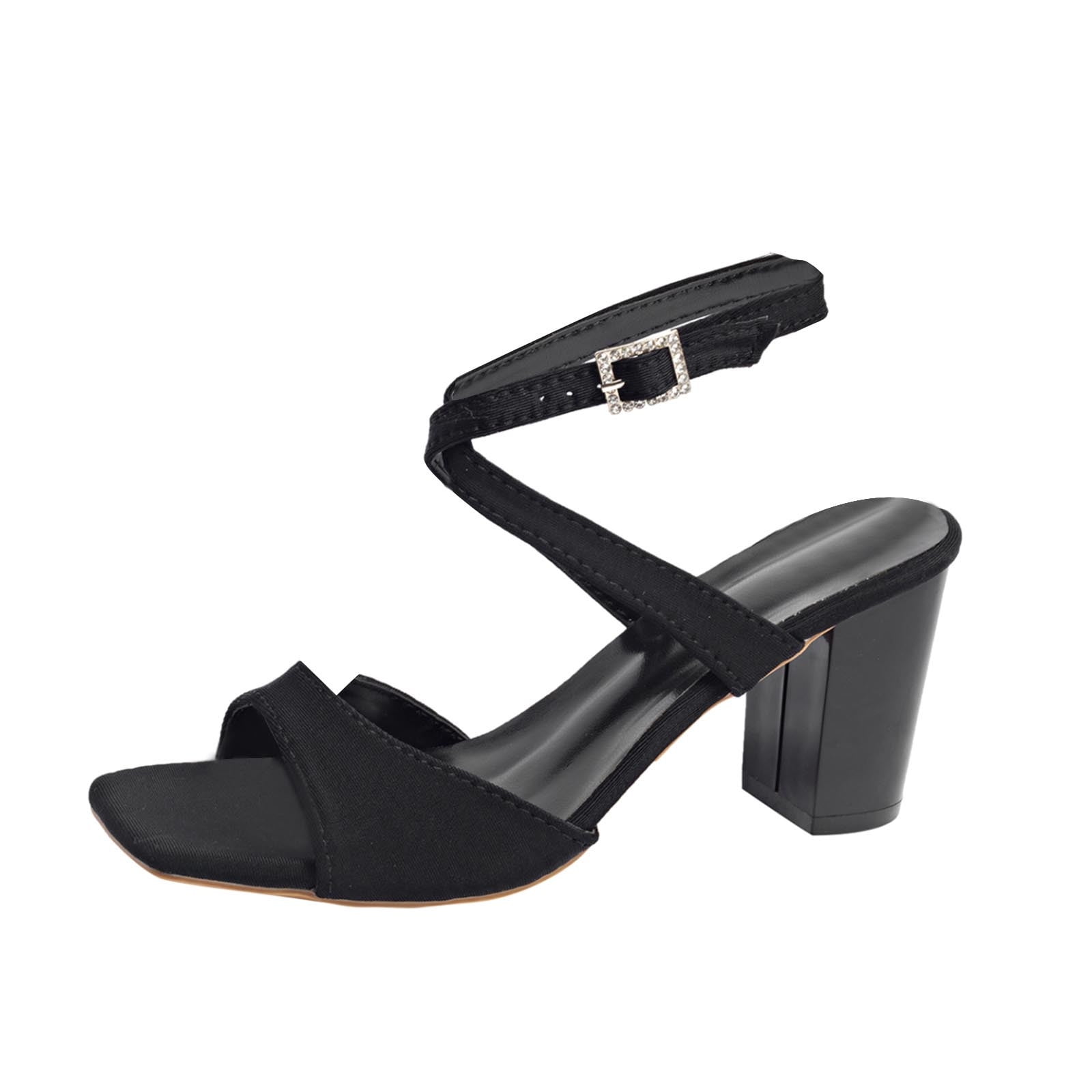 Black Platform Heels for Women Heeled Sandals with Lace Up Strappy ...