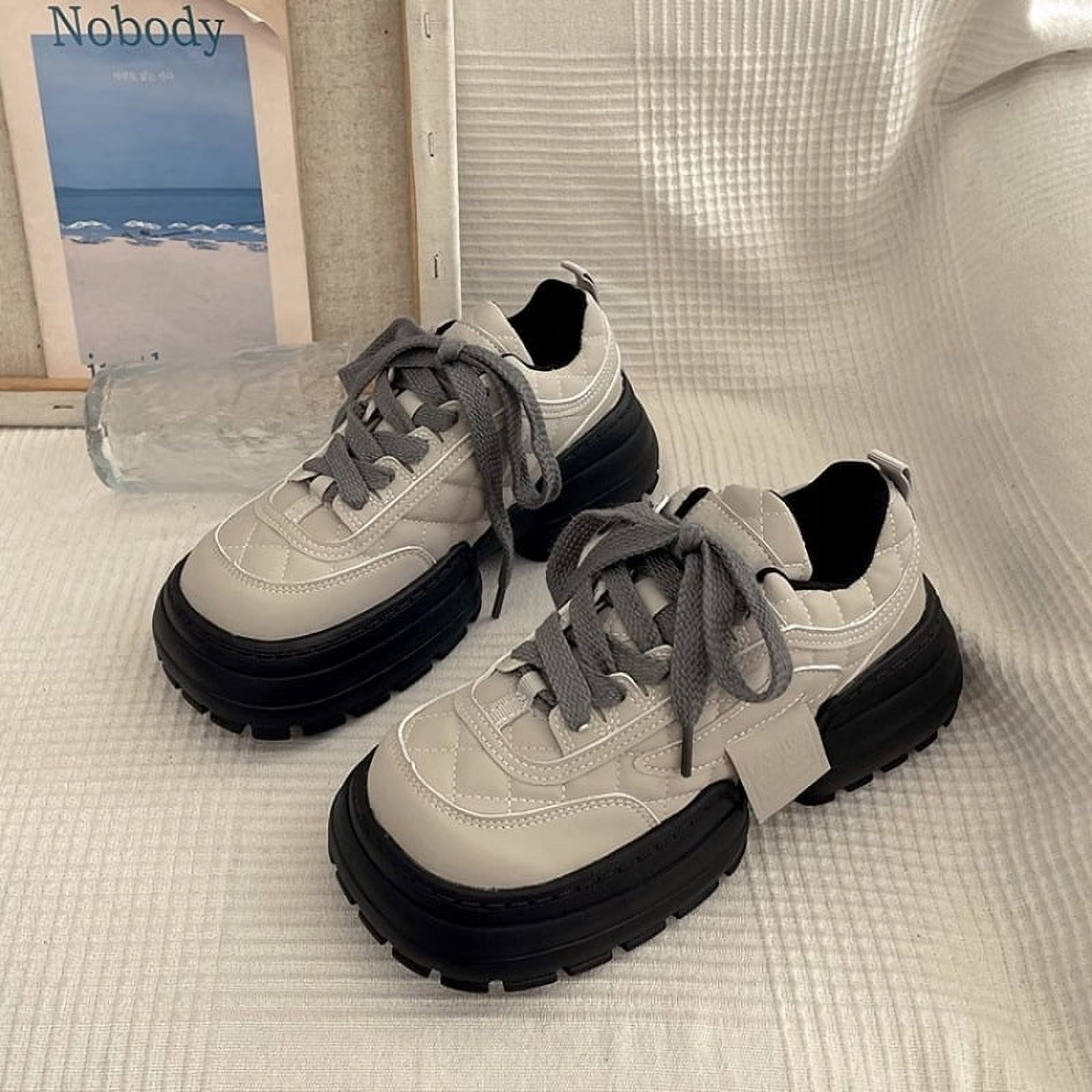 HHH Black Platform White Shoes Women's Spring and Autumn Hight ...