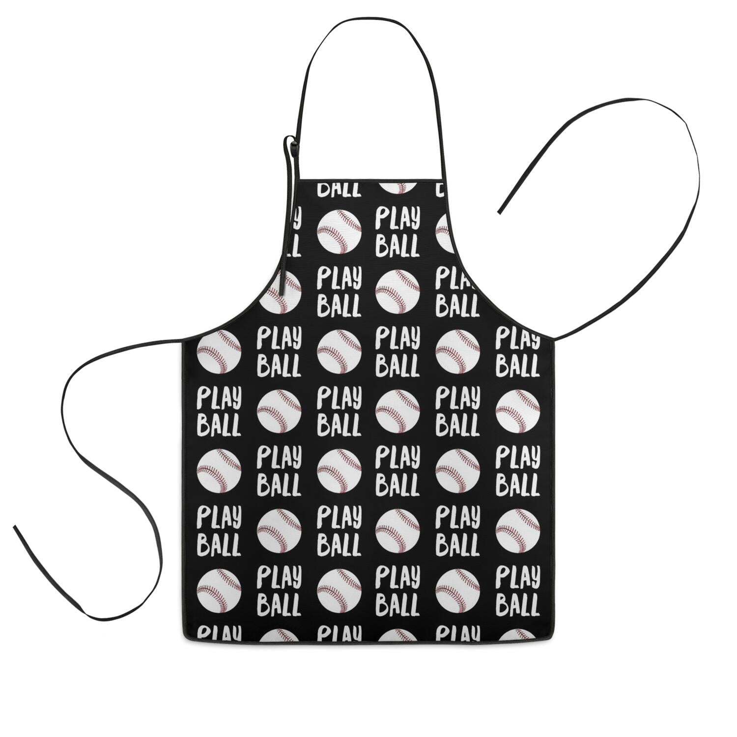 Black Play Ball Baseball Pattern Kids Aprons for Girls and Boys ...