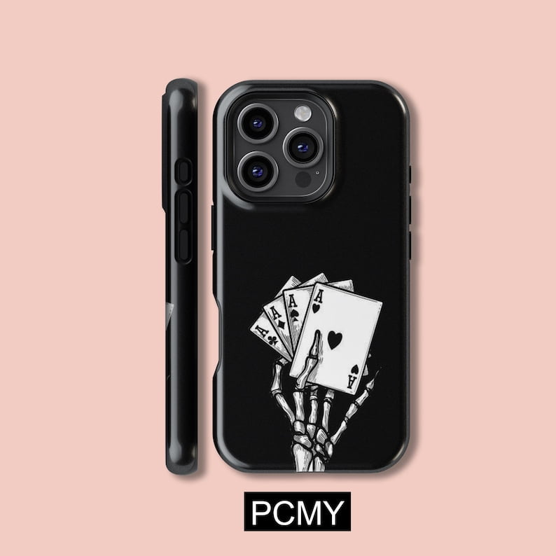 Black Playing Cards Case iPhone 11 12 13 14 15 16 Pro Max MagSafe Poker ...