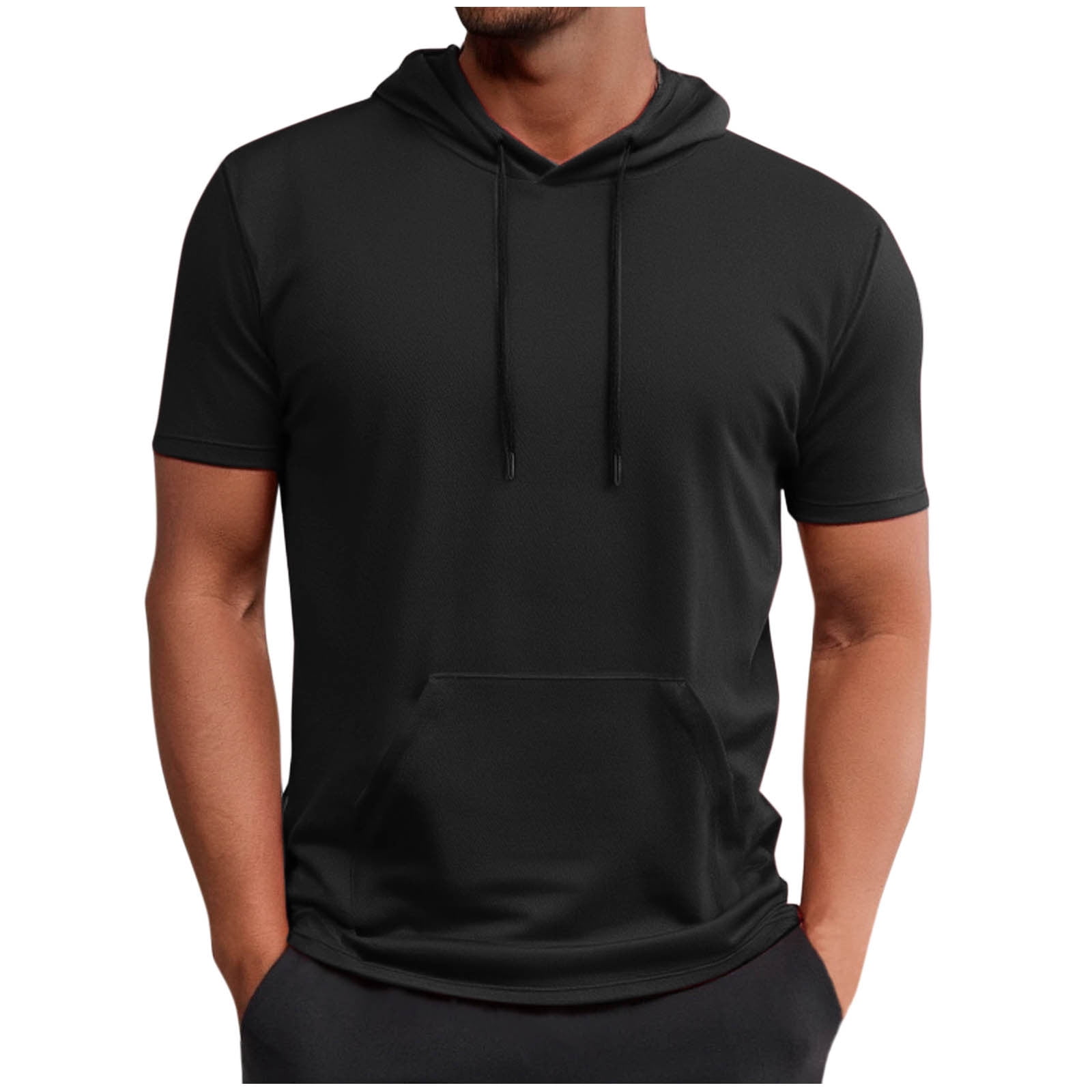 Black Pleated Hooded Paperbag Plain Sport Athletic Lounge Running Hoods ...