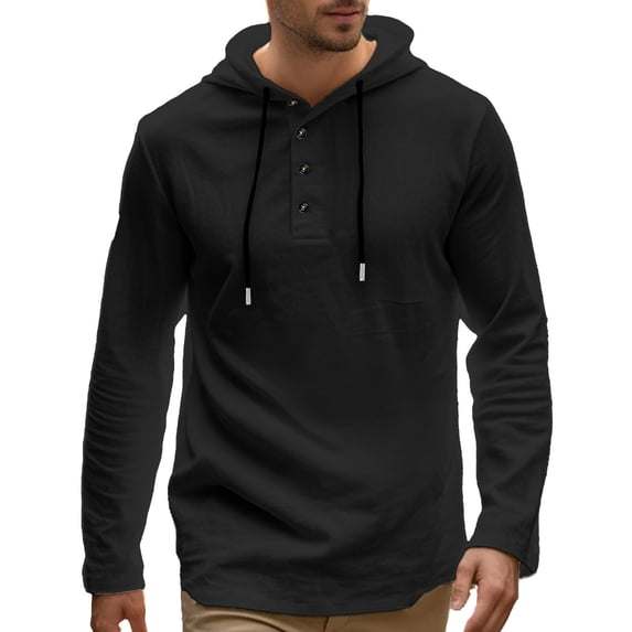 Black Pleated Hooded Plain Lounge Hoods for Man Winter Fall Long Sleeve ...