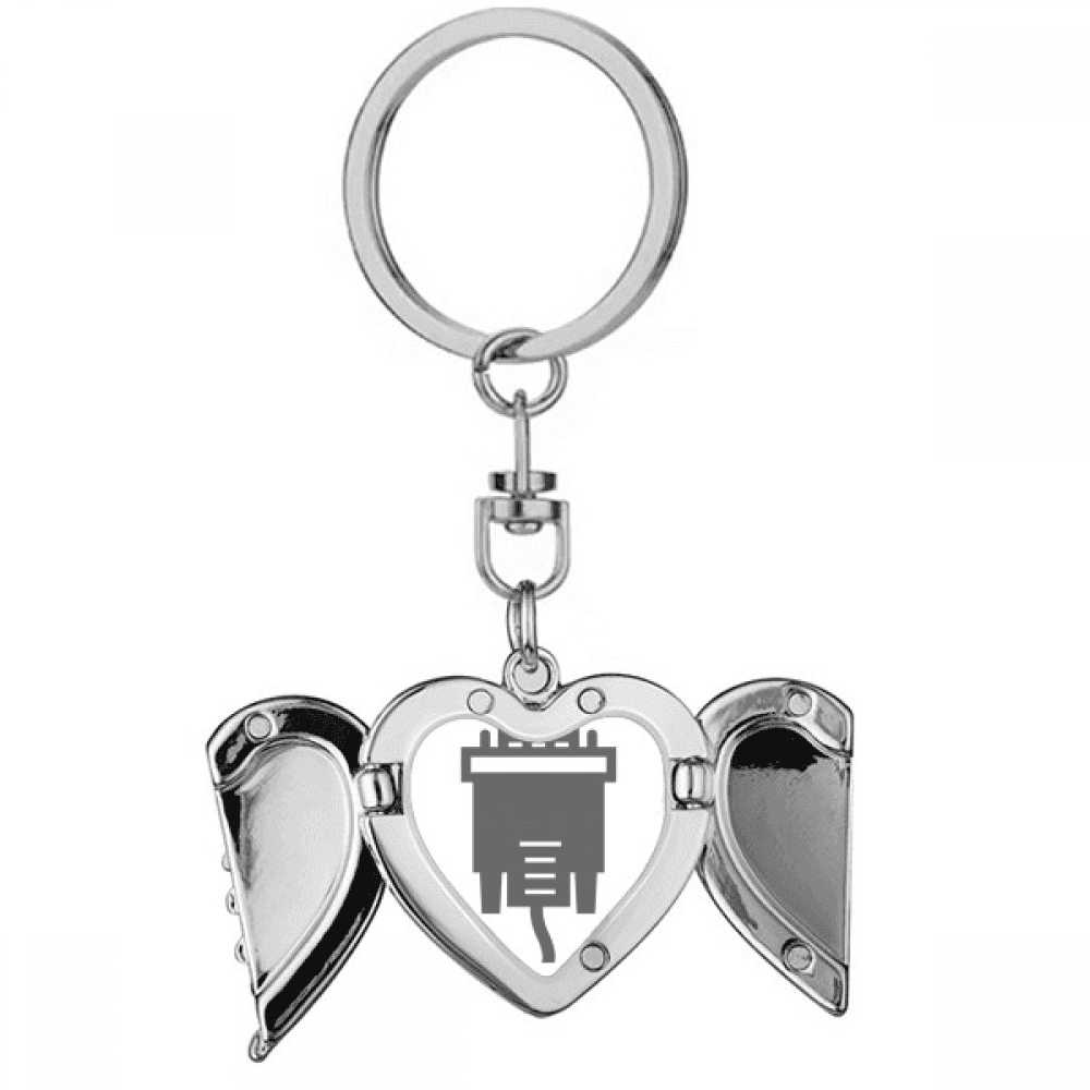 Black Plug Cable Charging Cable Pattern Heart Angel Wing Key Chain ...