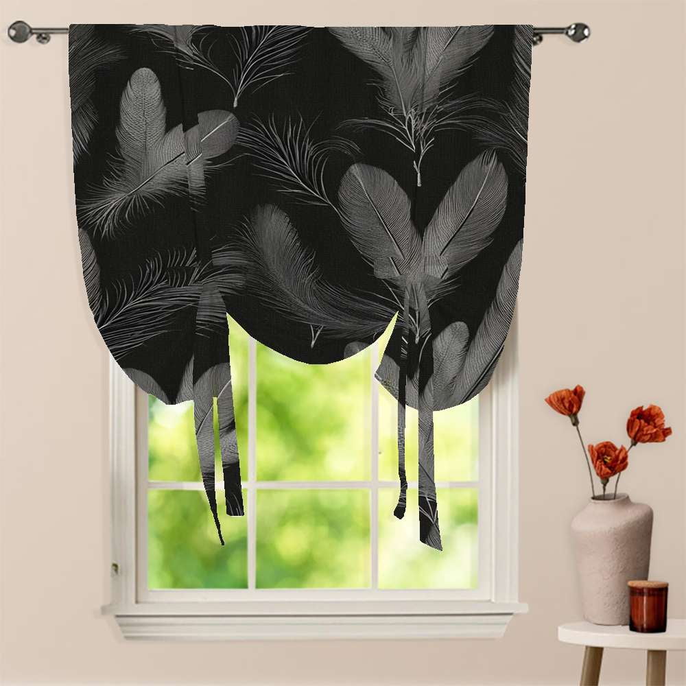 Black Plumage Scale Print Window Curtain for Living Room Roman Curtain ...