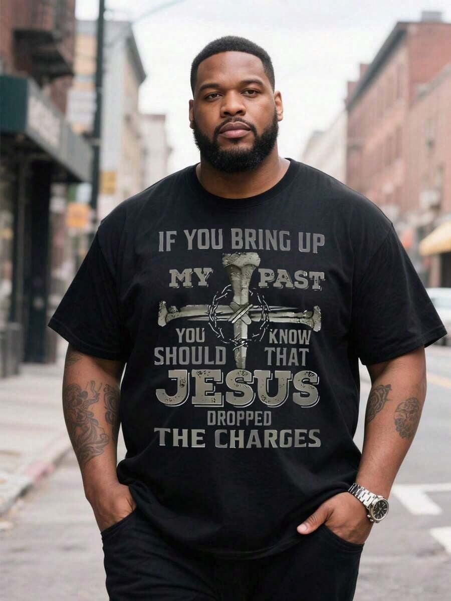 Black Plus Size Religious Graphic Tee With Cross & Faith Quote, Cotton ...