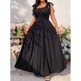 Black Plus Size Sleeveless Square Neck A-Line Maxi Dress For Women ...