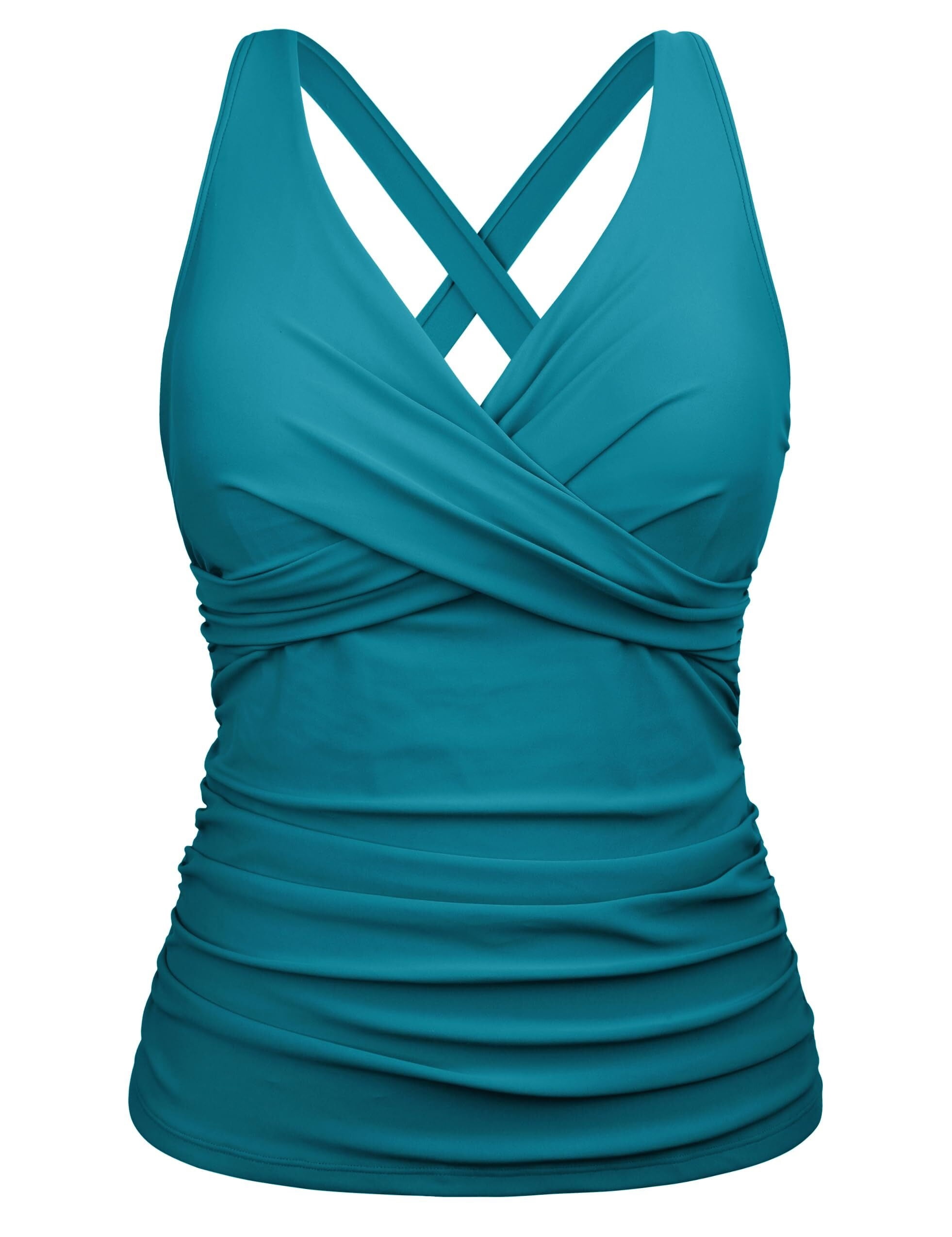 Black Plus Size Underwire Tankini Top for Women Sexy Slimming Bathing ...
