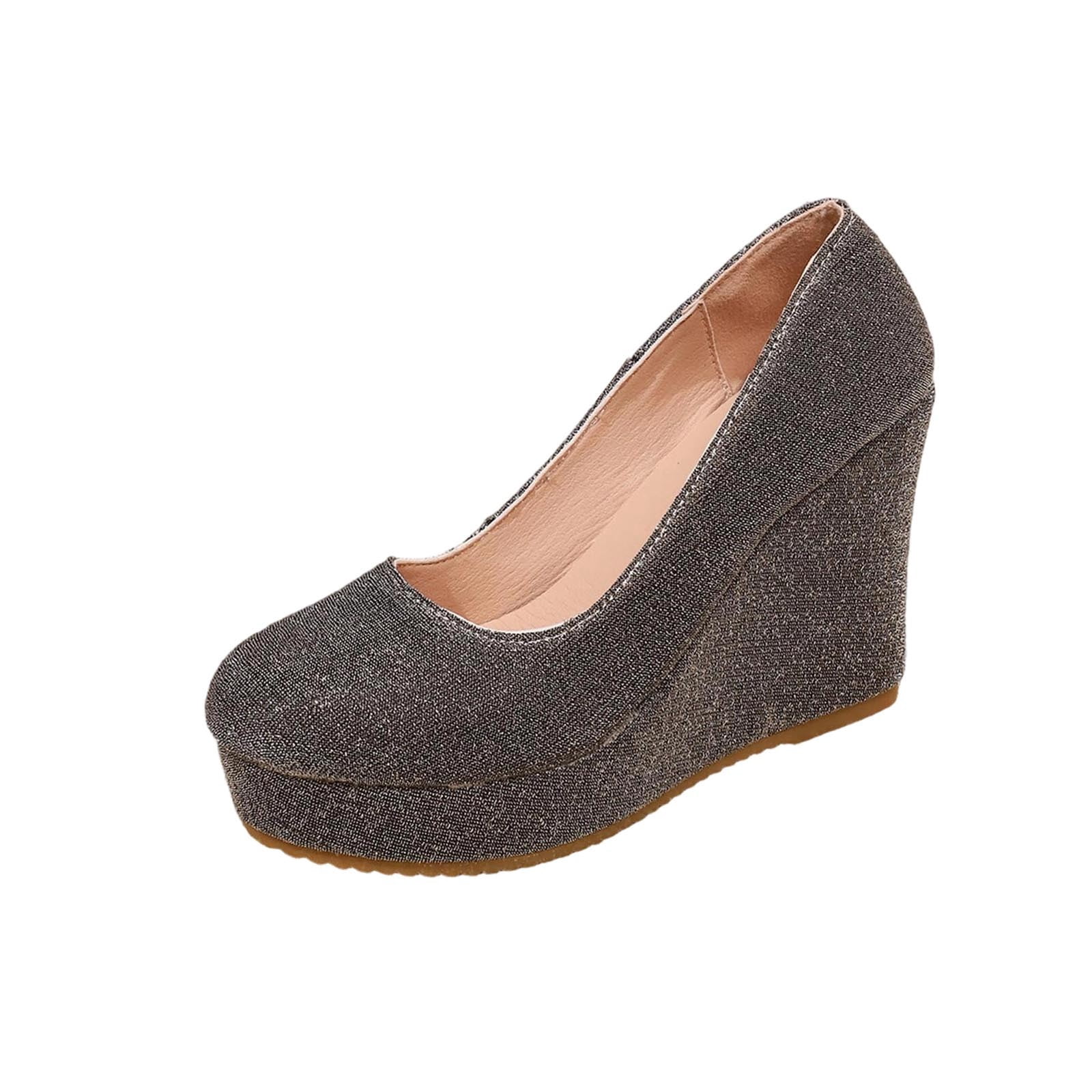 Black Plus Size Womens Spring High Heel Pumps Solid Color Round Toe Low ...