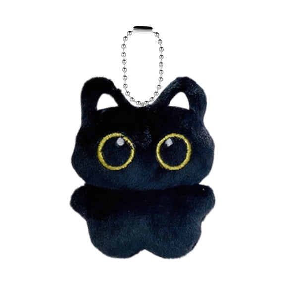 Black Plush Cats Keychain with Ghostly Wing Charm Soft Lovely Christmas ...