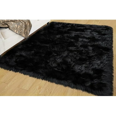 Soft Fluffy Faux Rabbit Fur Area Rugs, Indoor Decor Mat, 2 x 3 Feet ...