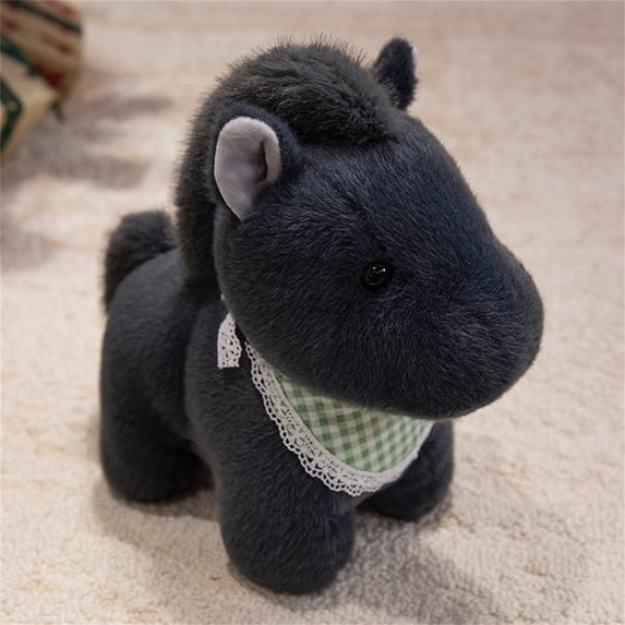 Black Plush Horse Stuffed Animal, 30Cm Cute Pony Plush Toy, Soft Plush ...