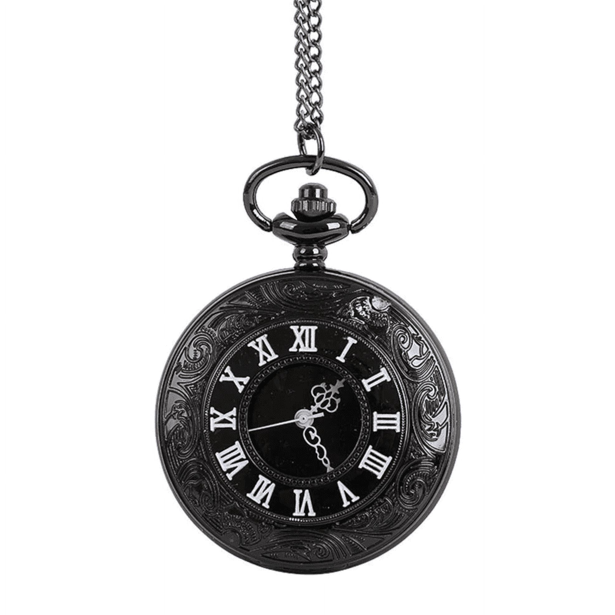 Black Pocket Watch With Small Openface White Numbers Anti-Tarnish, PW ...
