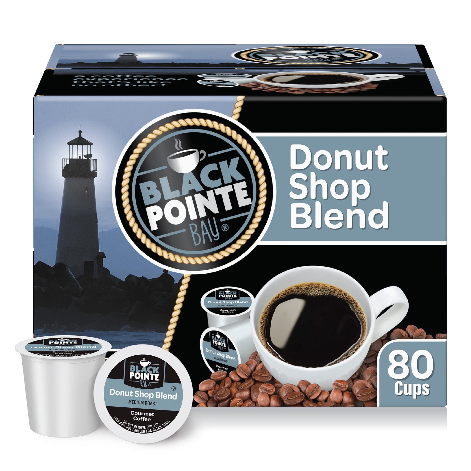 Black Pointe Bay, Donut Shop Blend Coffee Pods, Medium Roast, 80 Count ...