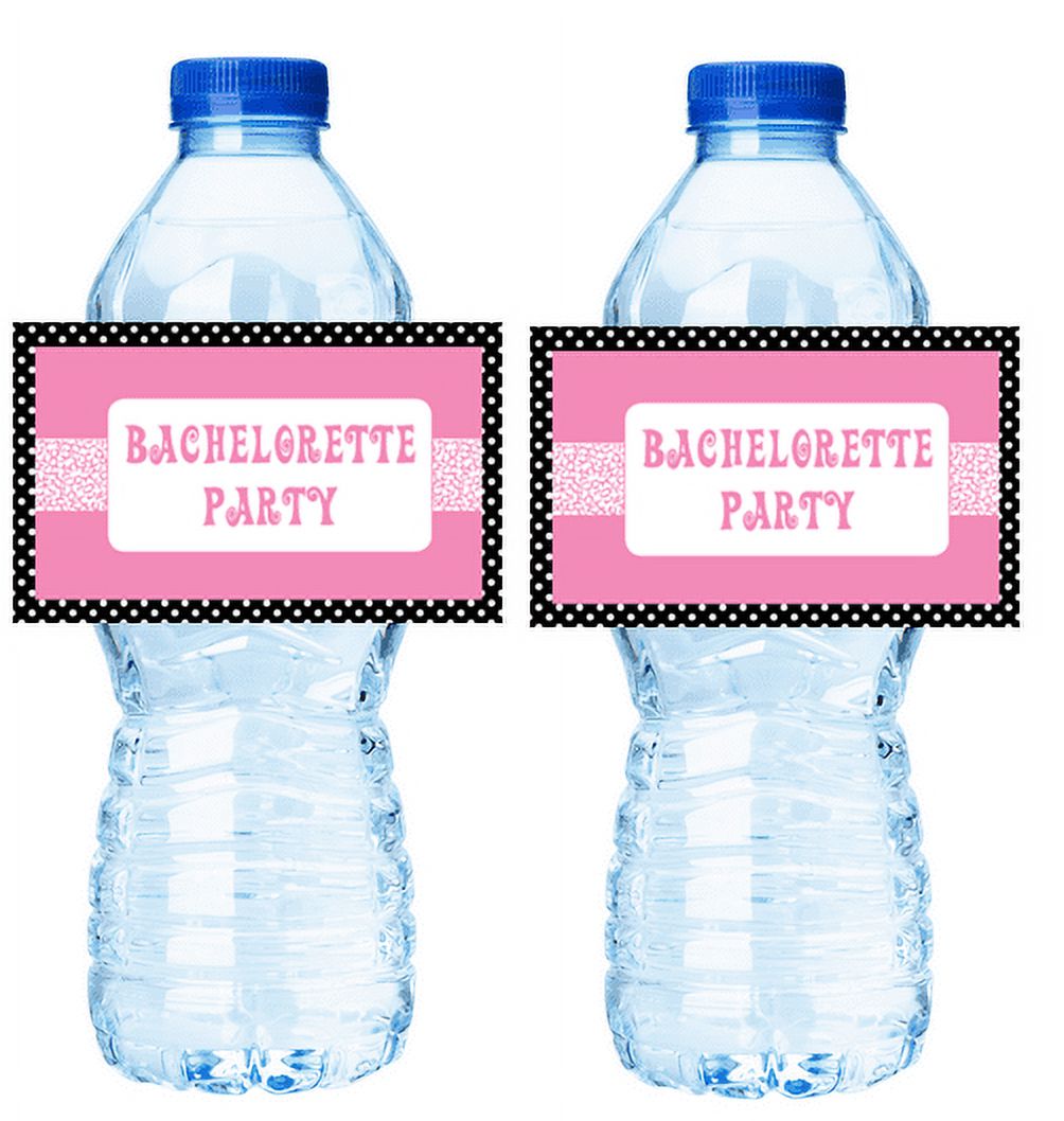 Black Polka Dot Bachelorette Party Decorations- 15ct Water Bottle Label ...