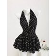 Black Polka Dot Deep V-Neck Halter Backless Bodycon Mini Dress With ...