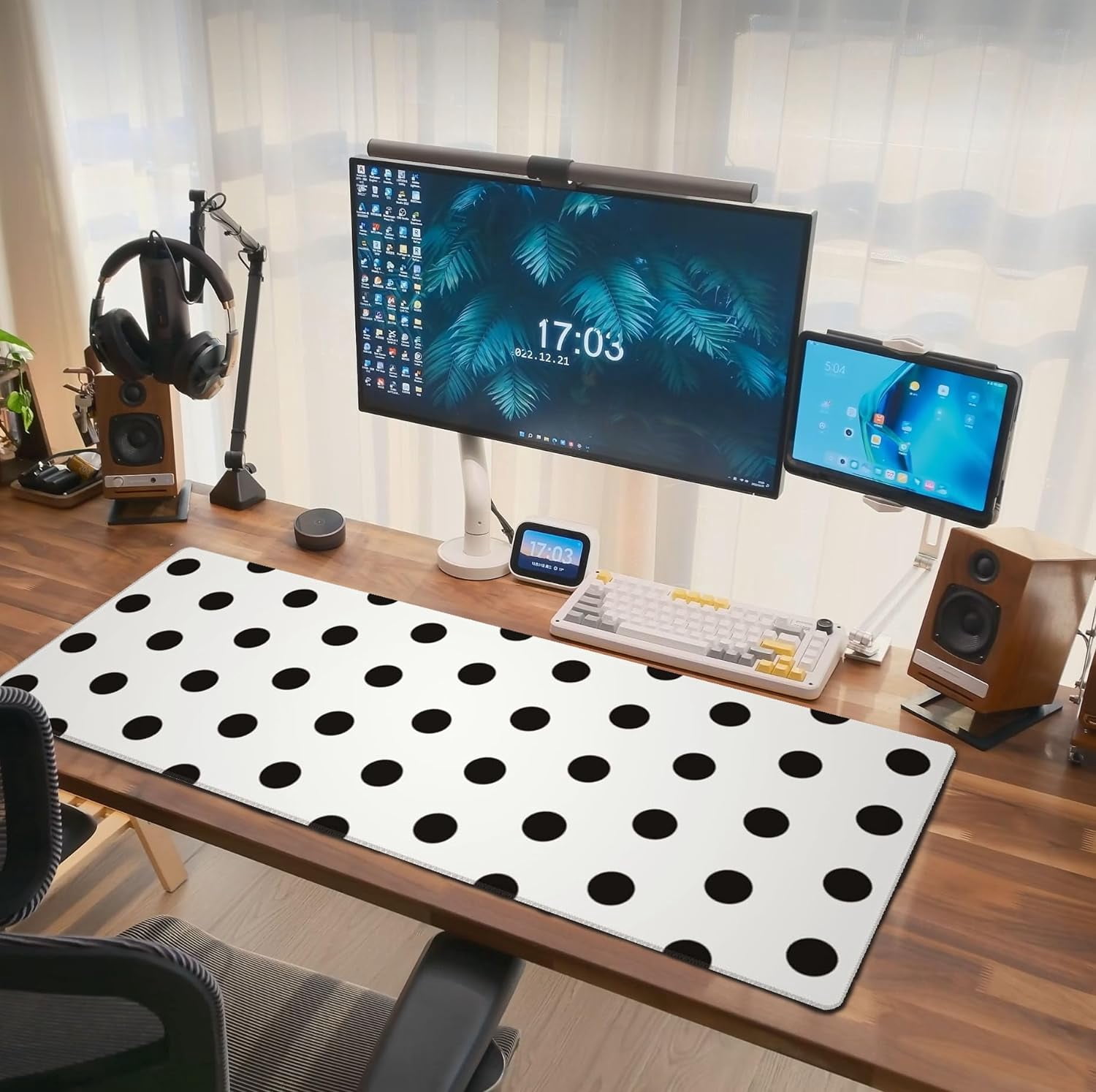 Black Polka Dot Mouse Pad Extended Large Gaming Mousepad XL Big Long ...