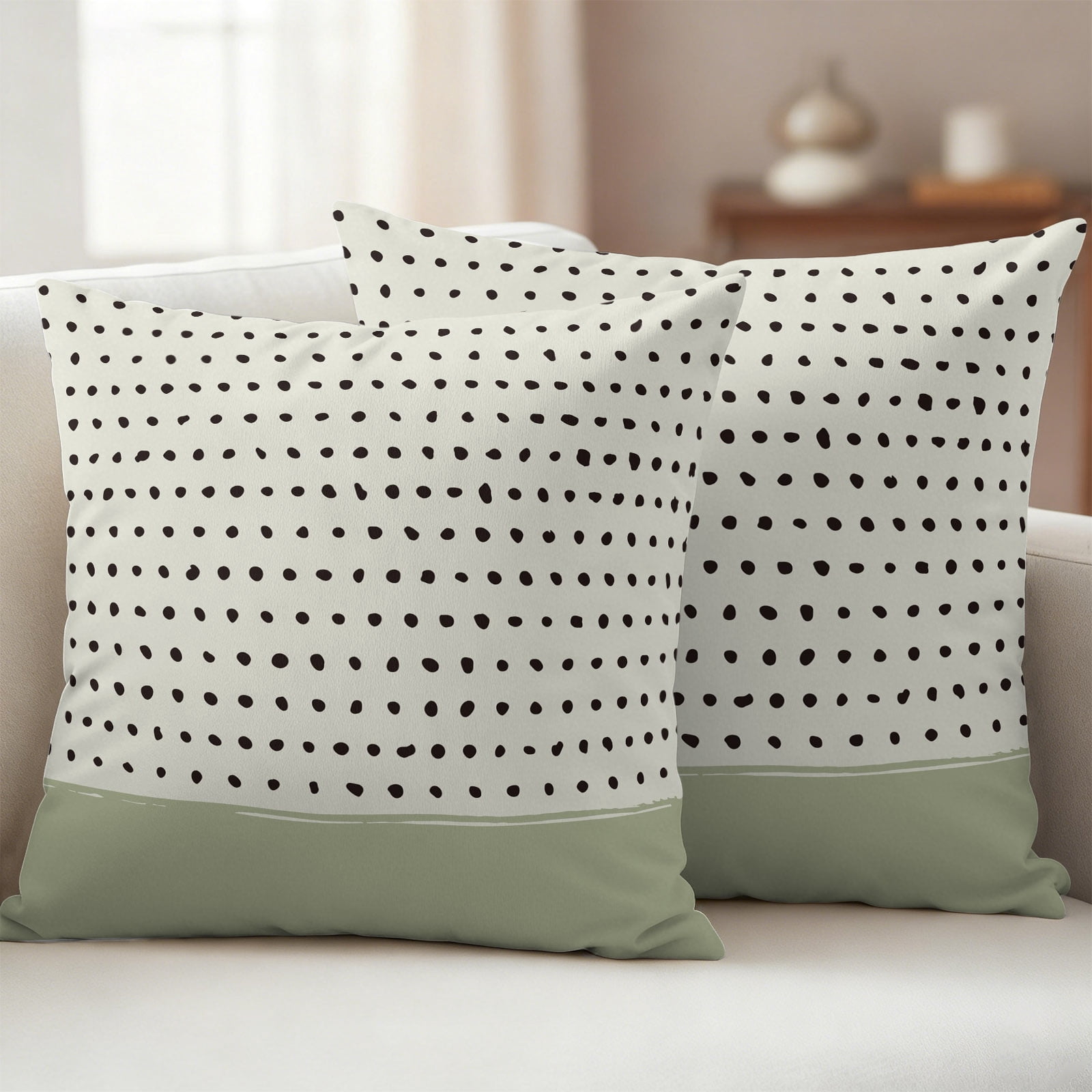 Black Polka Dot Outdoor Waterproof Throw Pillow Covers 24x24 Set of 2 ...