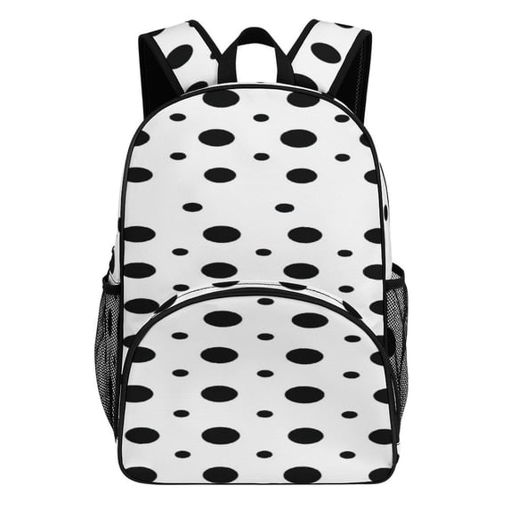 Black Polka Dot Pattern Backpack Daypack Large Capacity BookBag School ...