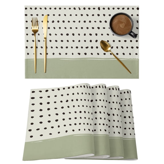 Black Polka Dot Placemats Set of 12 Farmhouse Sage Green Modern ...