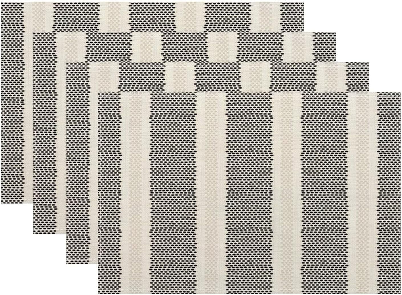 Black Polka Dot Placemats Set of 4, Boho Striped Decorative Table Mat ...