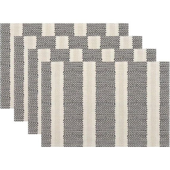 Black Polka Dot Placemats Set of 4, Boho Striped Decorative Table Mat ...