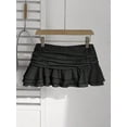 Black Polka Dot Pleated Tiered Ruffle Mini Skirt A-Line Sweet Vacation ...