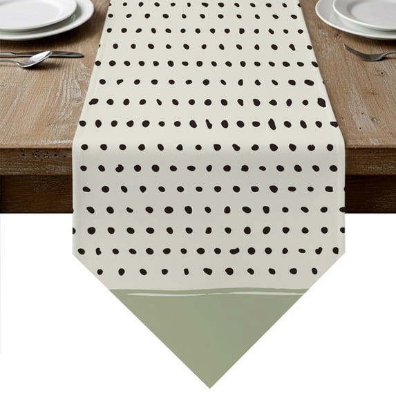 Black Polka Dot Table Runner Linen Burlap Table Runner 72 Inches Long ...