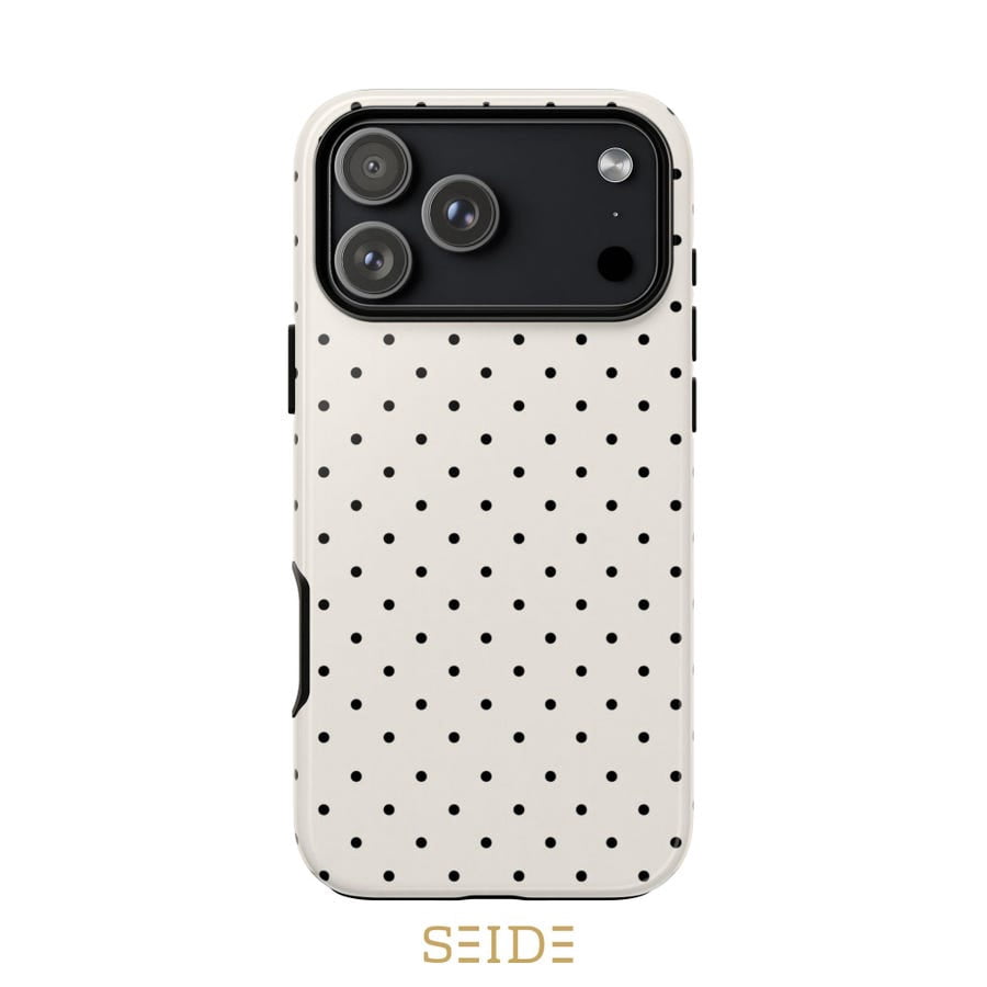 Black Polka Dot Tough Phone Case for iPhone 11 12 13 14 15 16 17 Pro ...