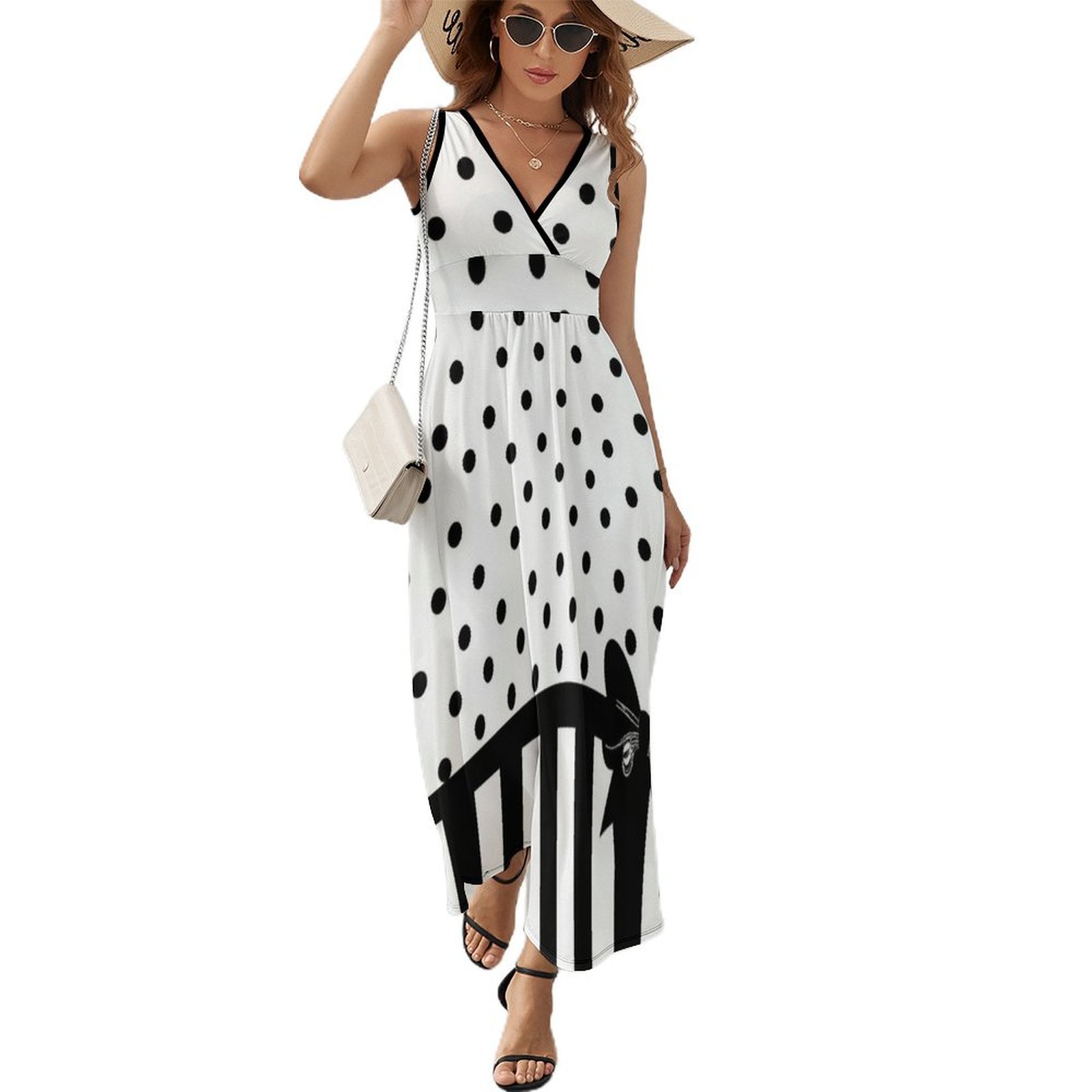 Black Polka Dots And Stripes Dress Summer Street Style Bohemia Long ...
