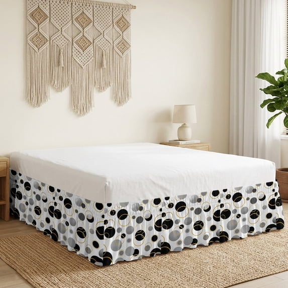 Black Polka Dots Bed Skirt California King Size 16 Inch Drop ...