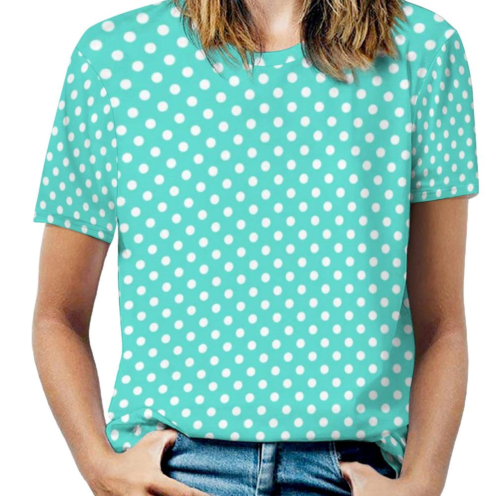 Black Polka Dots T-Shirt O Neck Polka Dot Circles Art Over T-Shirts Short Sleeve Casual Tees ...