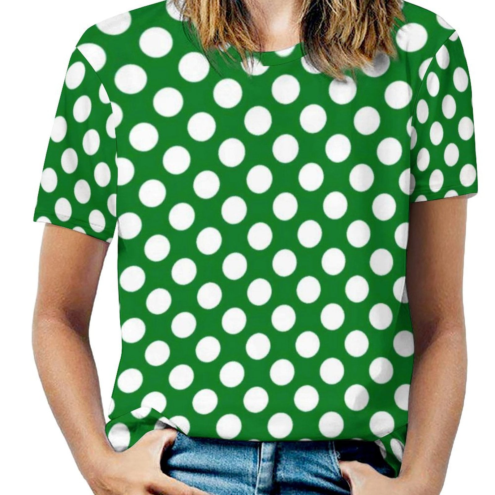 Black Polka Dots T-Shirt O Neck Polka Dot Circles Art Over T-Shirts Short Sleeve Casual Tees ...