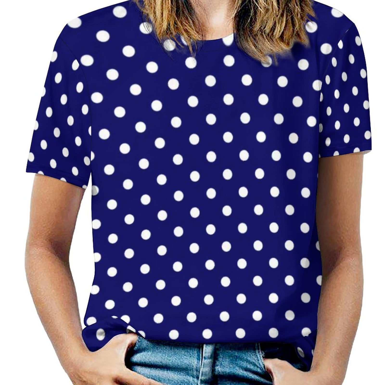 Black Polka Dots T-Shirt O Neck Polka Dot Circles Art Over T-Shirts ...