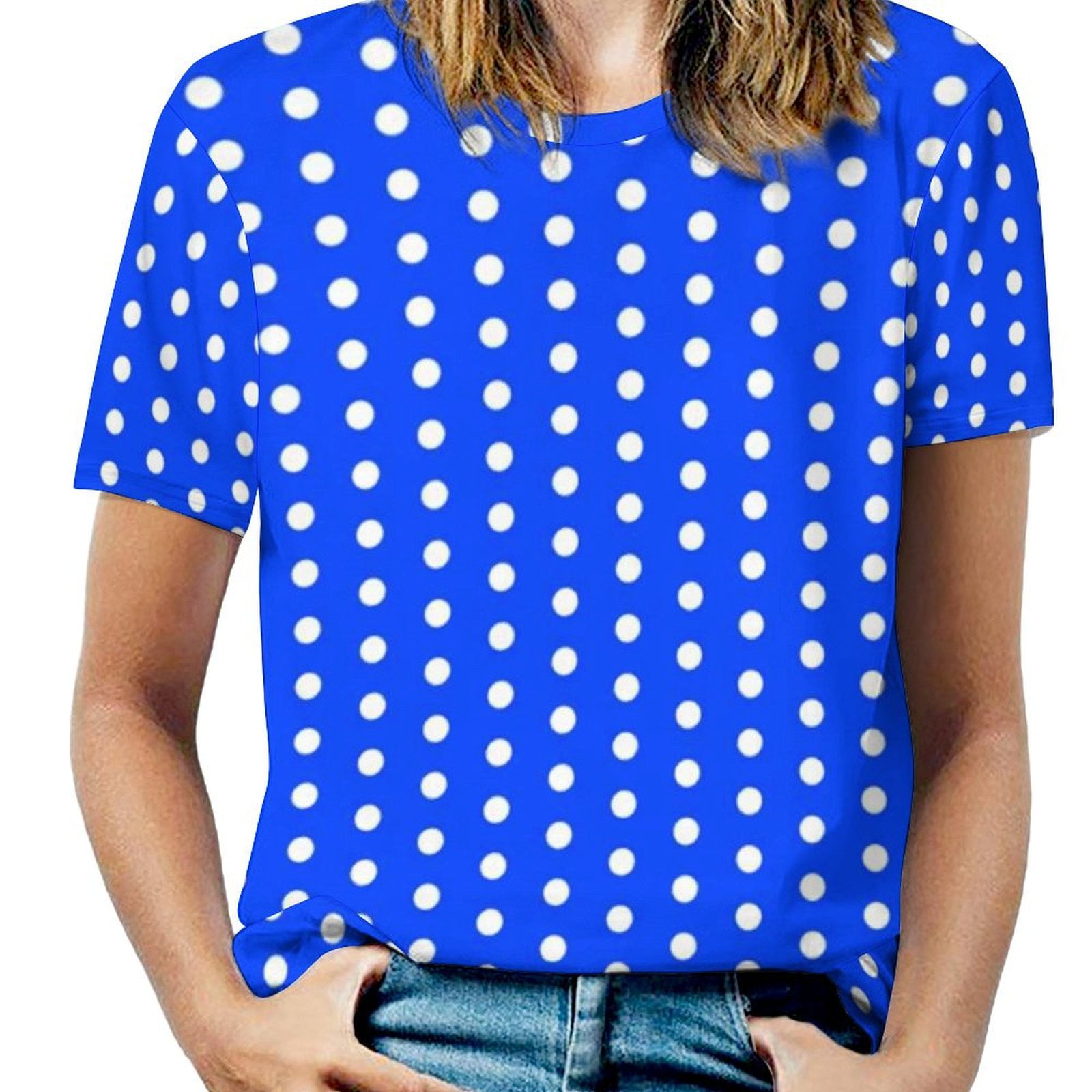 Black Polka Dots T-Shirt O Neck Polka Dot Circles Art Over T-Shirts Short Sleeve Casual Tees ...