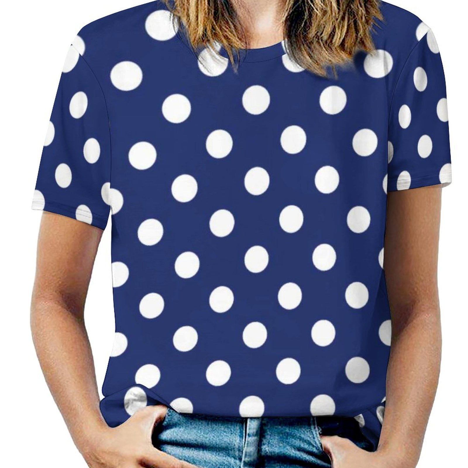 Black Polka Dots T-Shirt O Neck Polka Dot Circles Art Over T-Shirts Short Sleeve Casual Tees ...