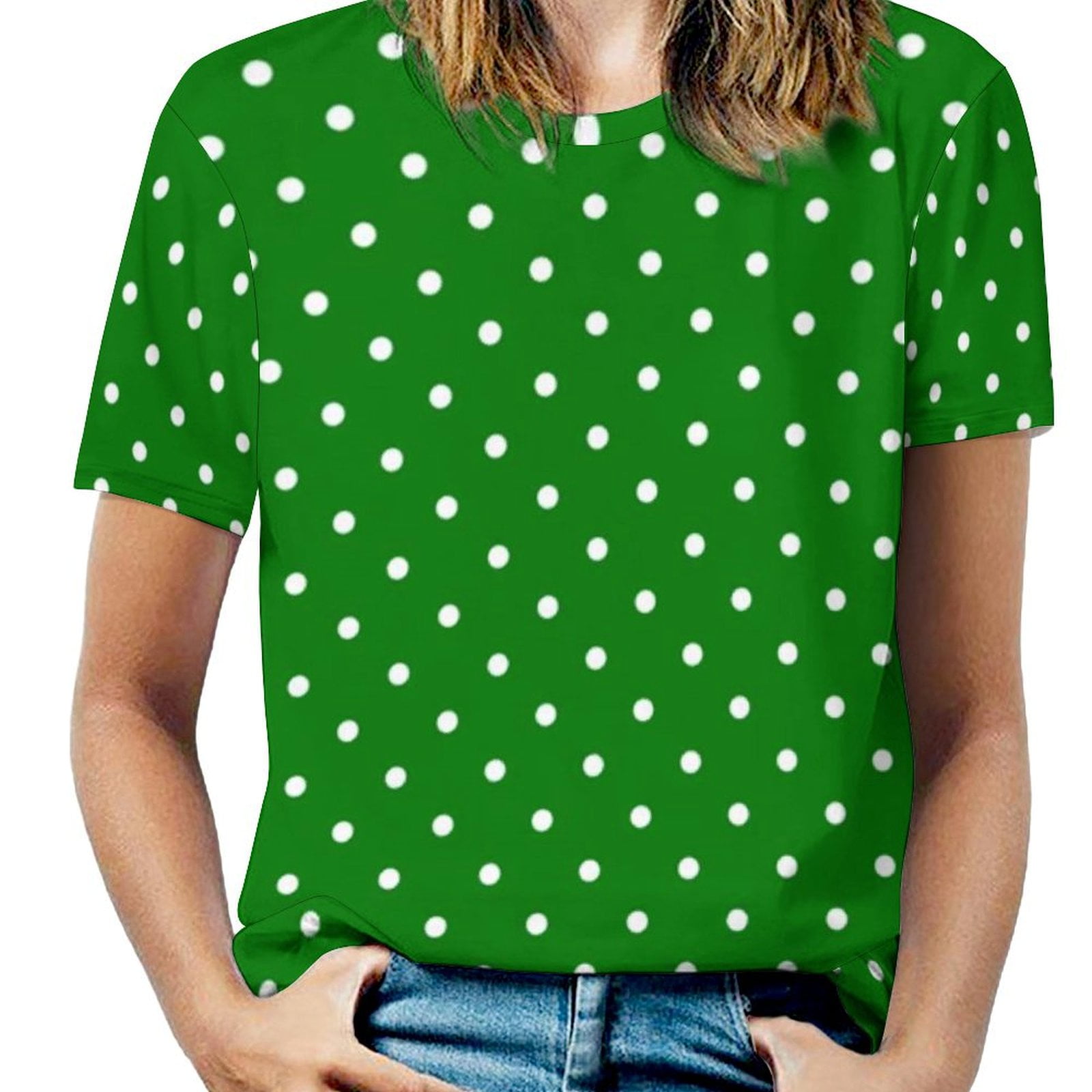 Black Polka Dots T-Shirt O Neck Polka Dot Circles Art Over T-Shirts Short Sleeve Casual Tees ...
