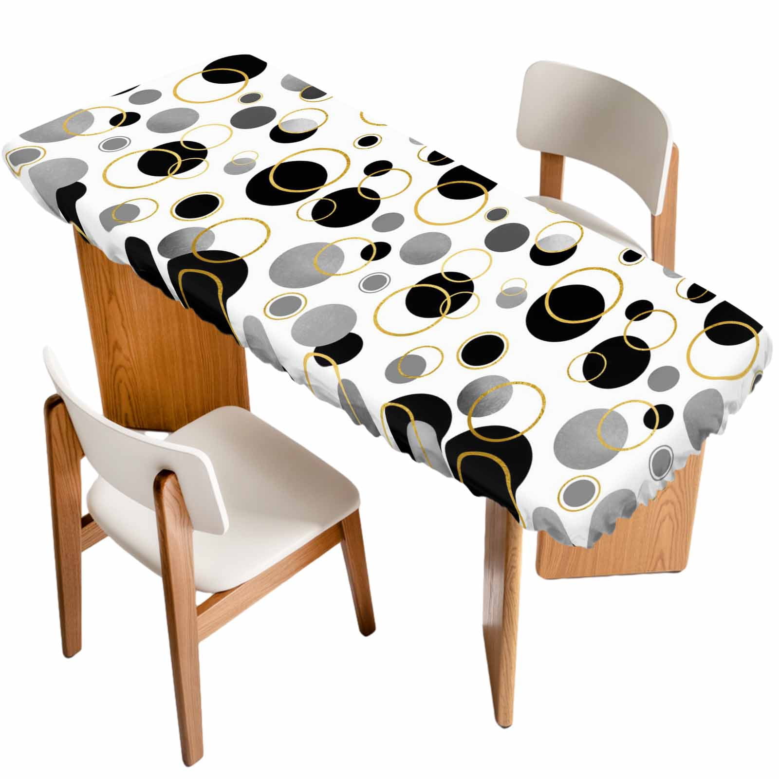 Black Polka Dots Table Cloths for 8 Foot Rectangle Tables, Modern ...