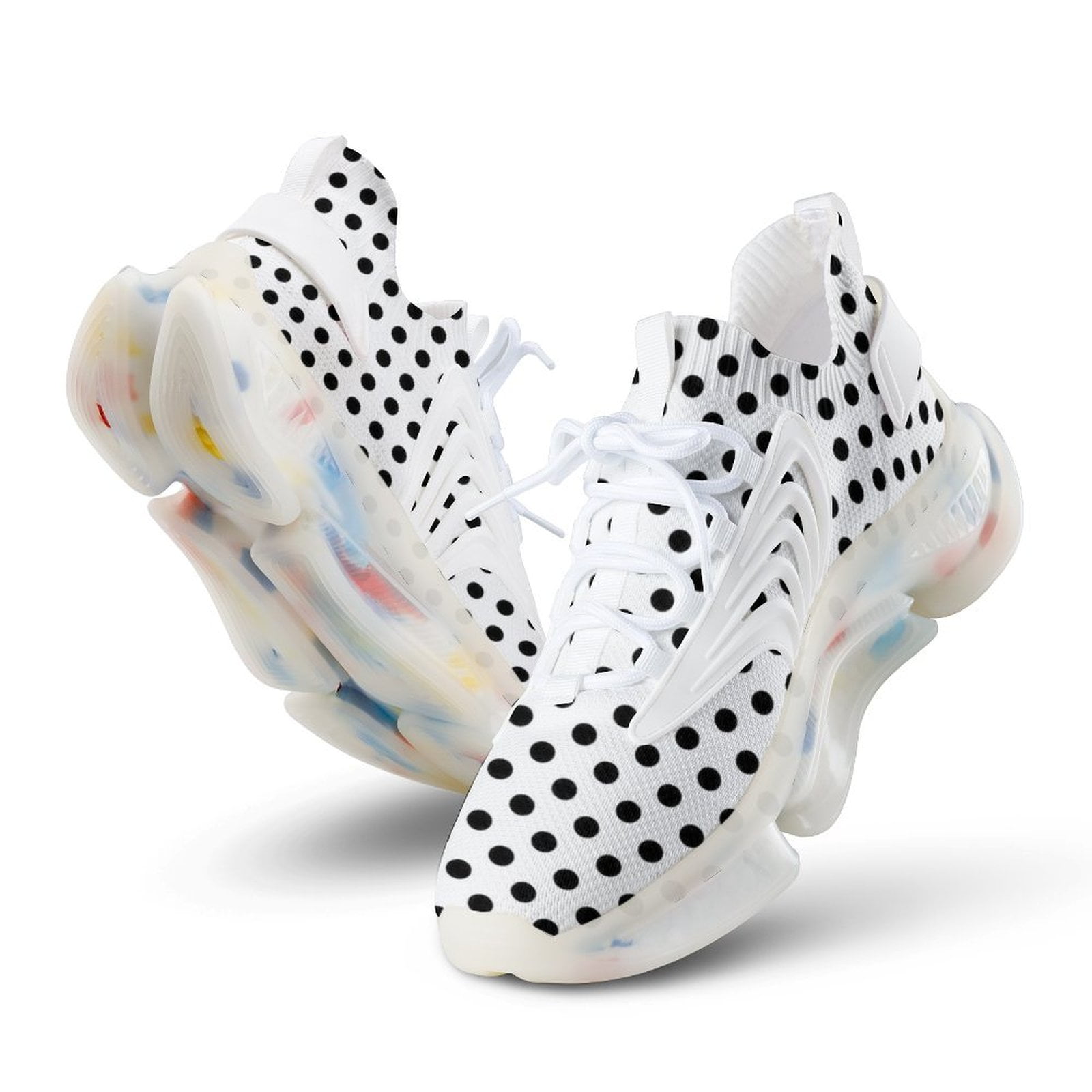 Black Polka Dots Walking Shoes for Men Woman Lightweight Tennis Fashion ...