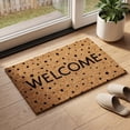 Black Polka Dots Welcome Doormat, Natural Coconut Fiber Entry Mat, Non ...
