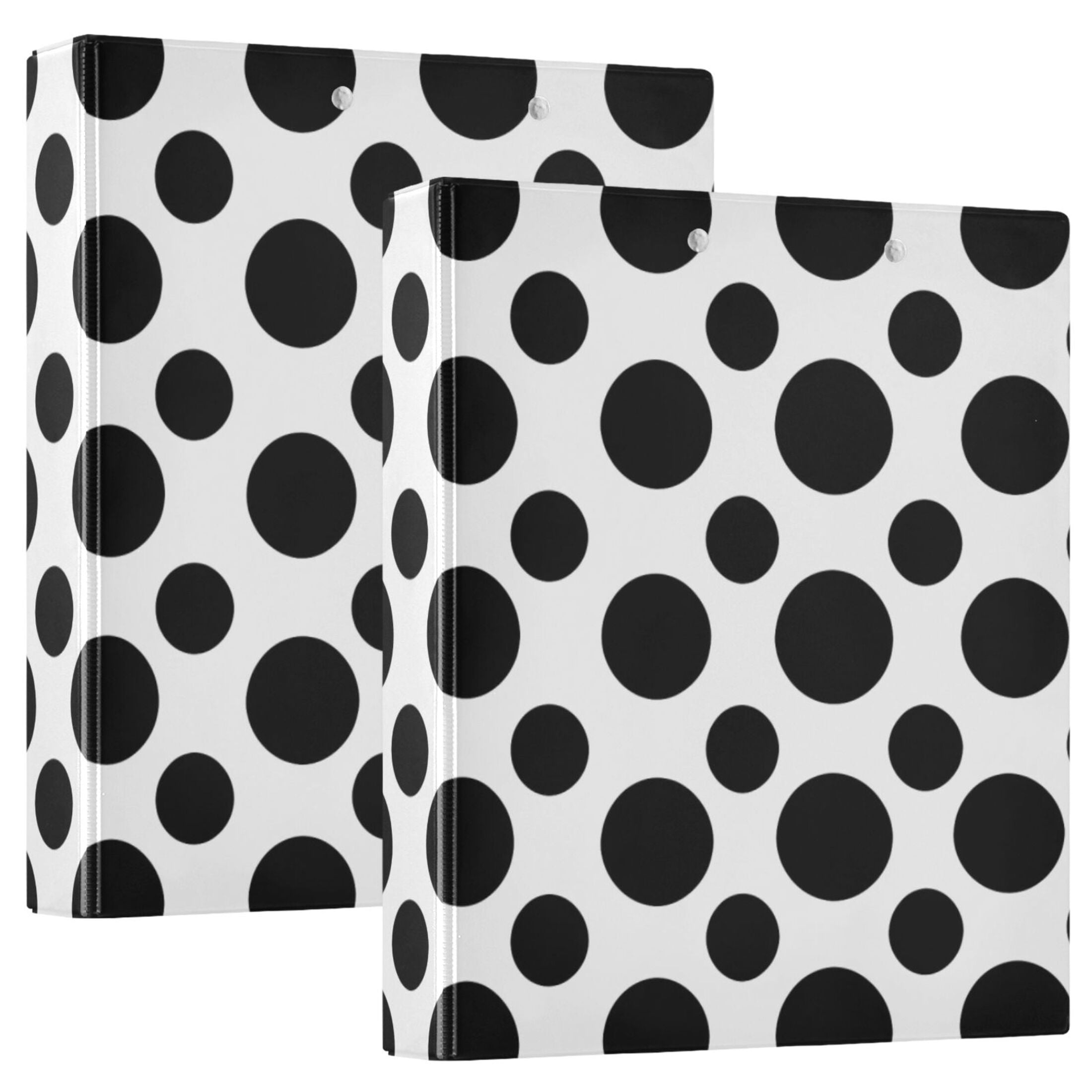 Black Polka Dots on White Hardcover 3 Ring Binder 1.5 inch Round Rings ...
