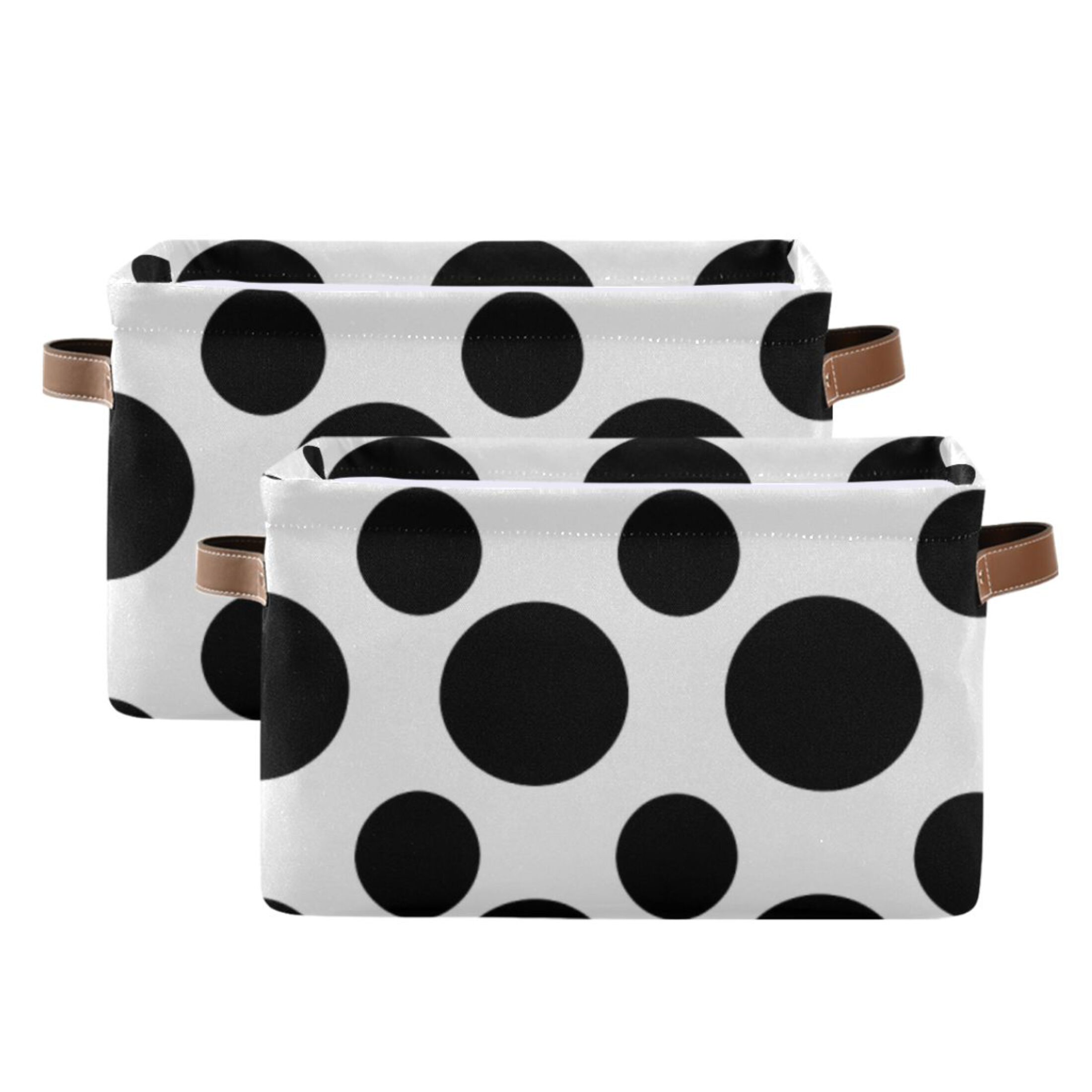 Black Polka Dots on White Storage Basket Large Foldable Storage Bin ...