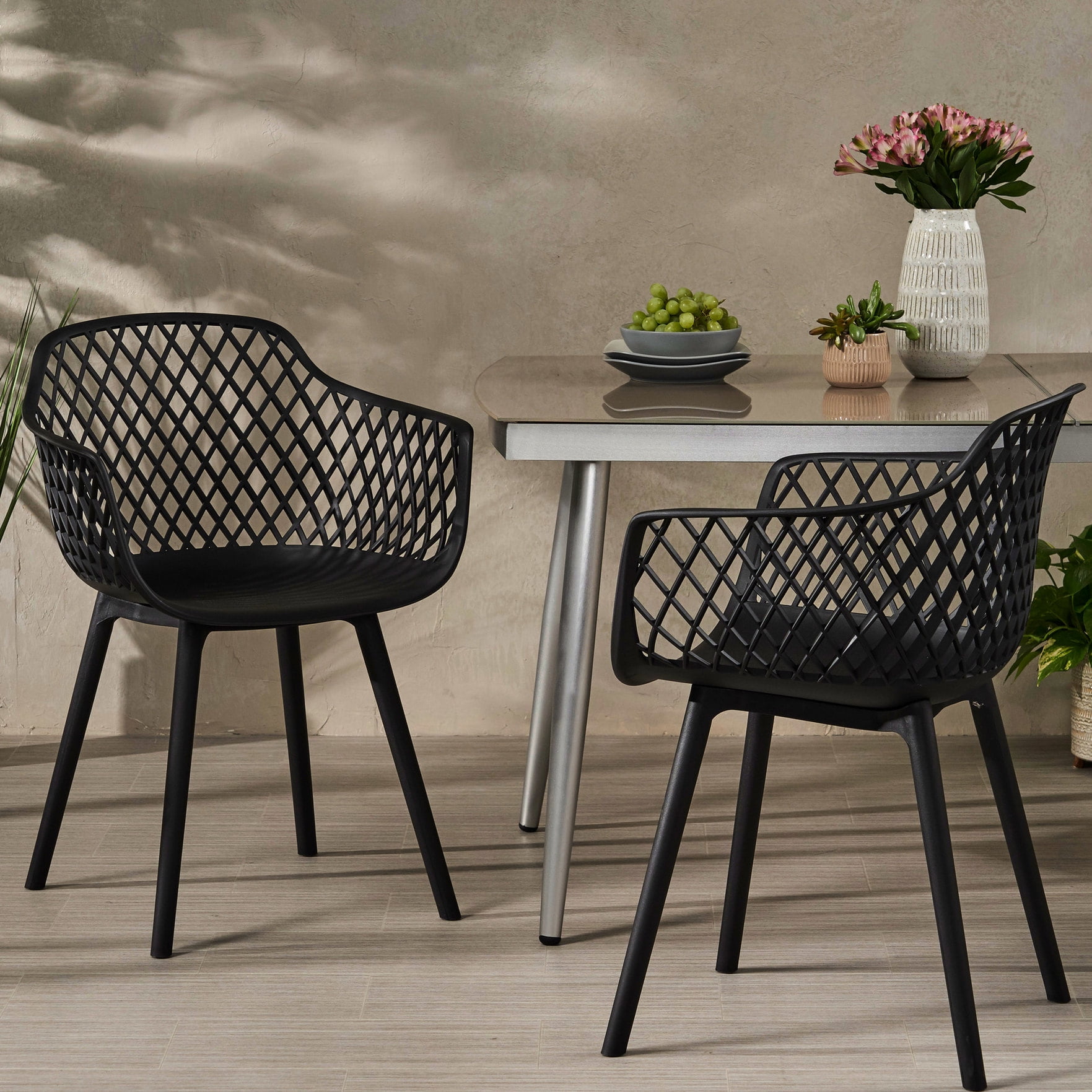 Black Poly Chair - Clean - cut Line Design - Outdoor Dining Area - Long ...