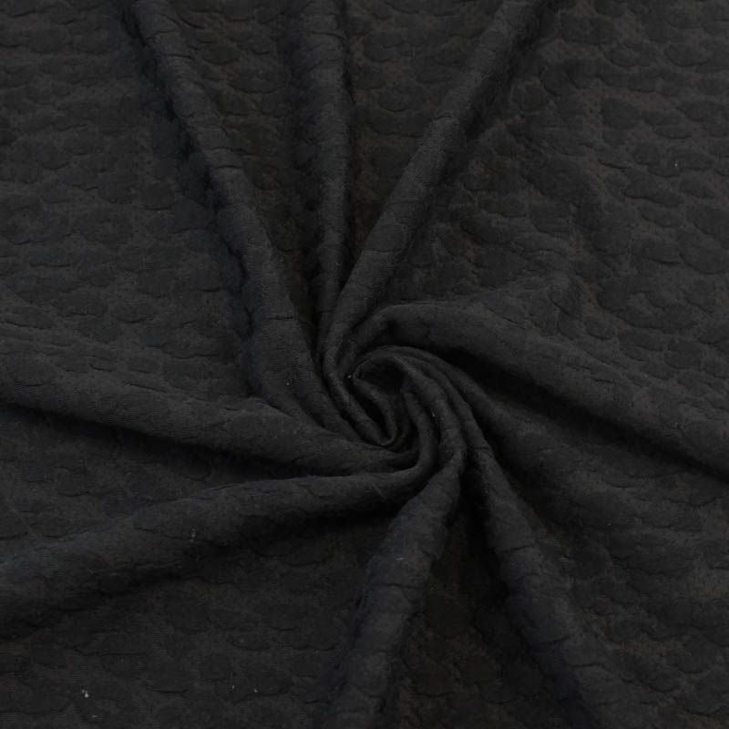Black Poly Cotton Spandex Stretch Jacquard Knit Fabric/Leopard/4-Way ...