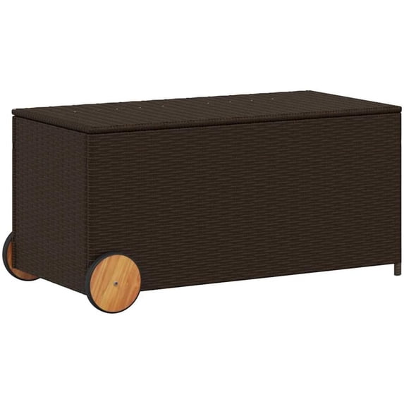 Black Poly Rattan Garden Storage Box 74.8 Gal with Waterproof Bag and ...