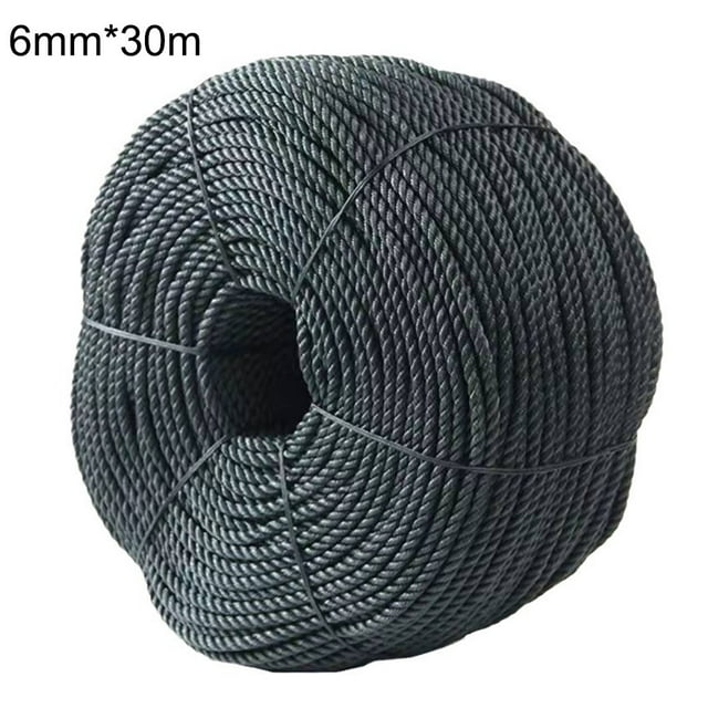 Black Poly Rope Coil 6mm Dia X 30M High-density Polyethylene Nylon ...